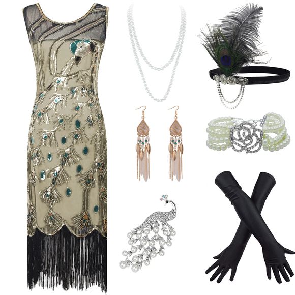Υеnmіll | Accessories | 92s Vintage Peacock Sequin Fringed Party ...